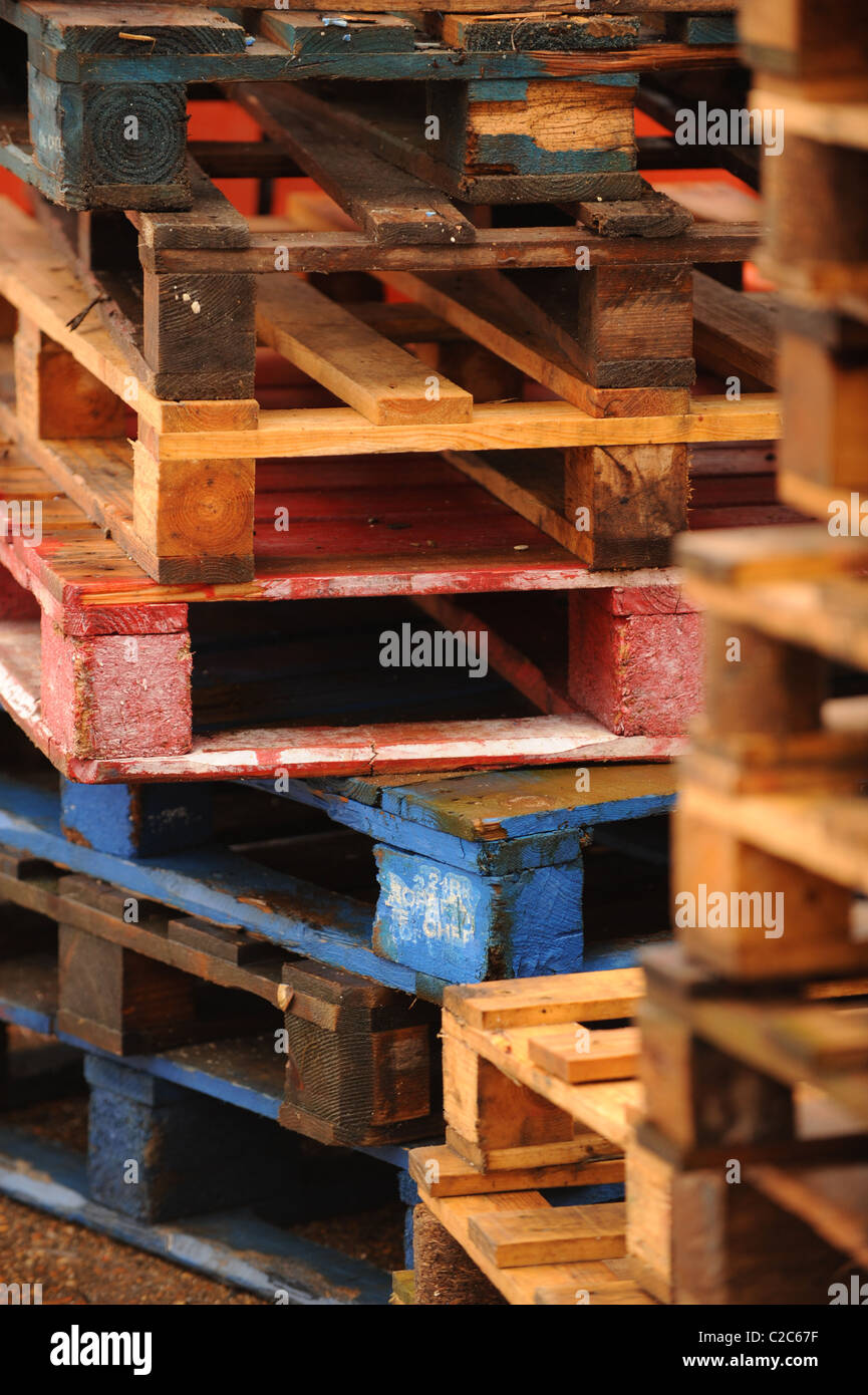 Detail of colorful wooden stock pallets Stock Photo - Alamy