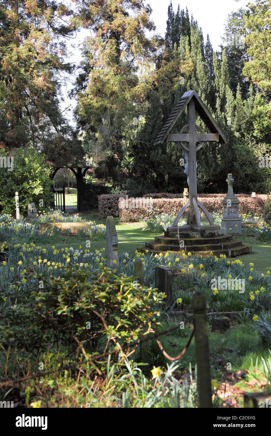 The catholic cemetery at St Mary`s Church in Acton Burnell,viewed here ...