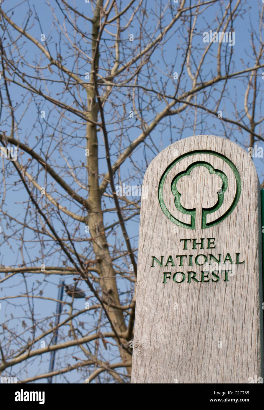 Marker post for the National Forest in the UK Stock Photo - Alamy