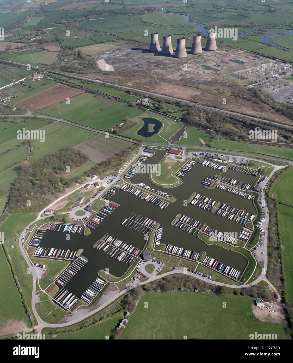 Mercia Marina Derbyshire UK with Willington Power Station in Background ...