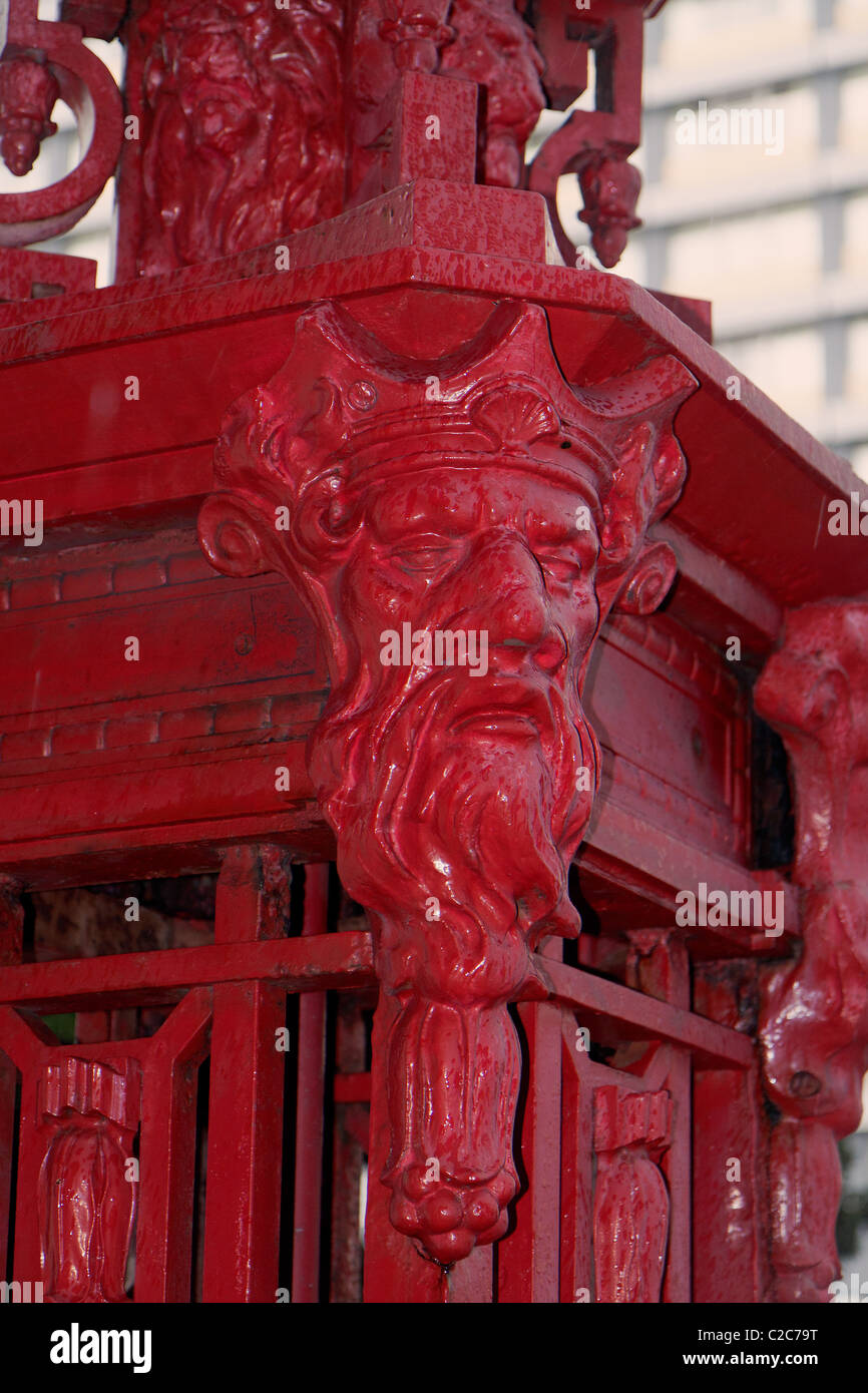 Bright red cast iron column support on Quay Street Auckland Stock Photo ...