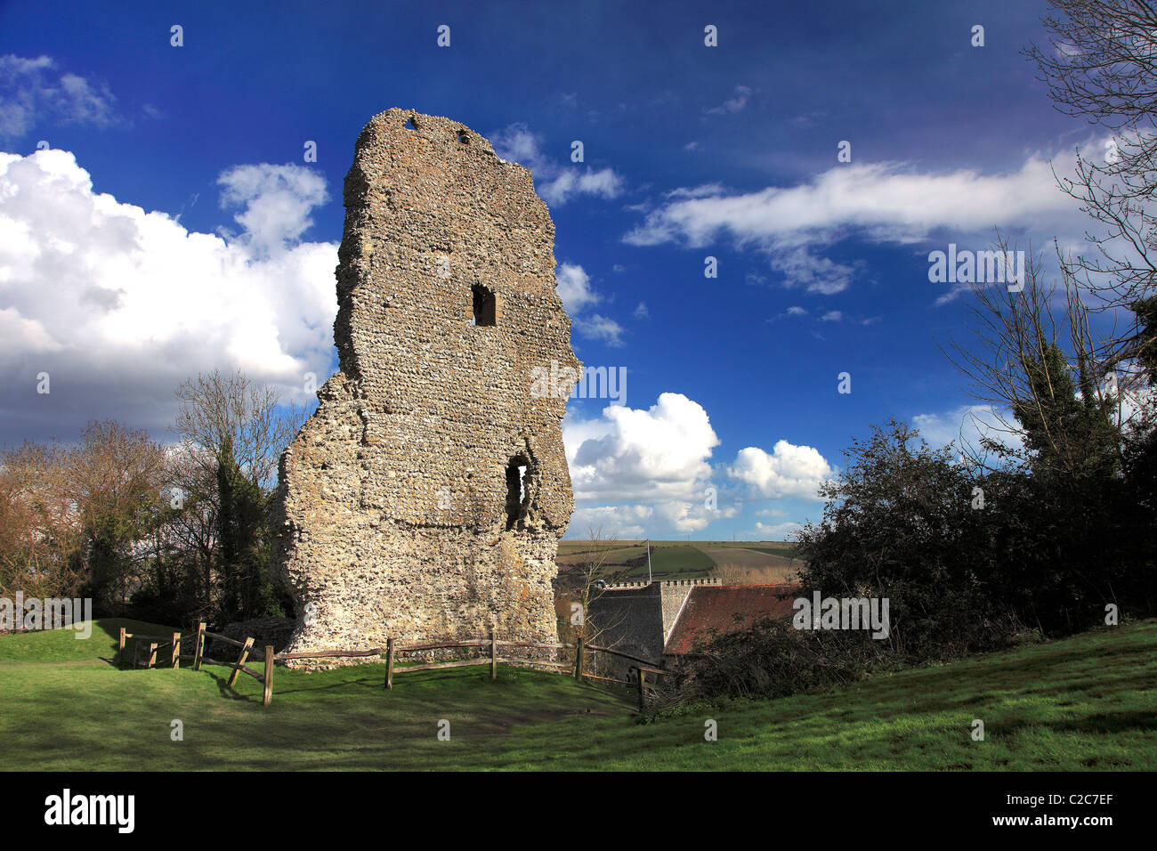 Summer Landscape view Bramber Castle South Downs National Park Sussex ...