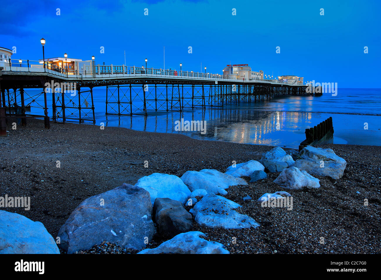 Worthing Victorian Pavilion Pier at Night Sussex England Stock Photo ...