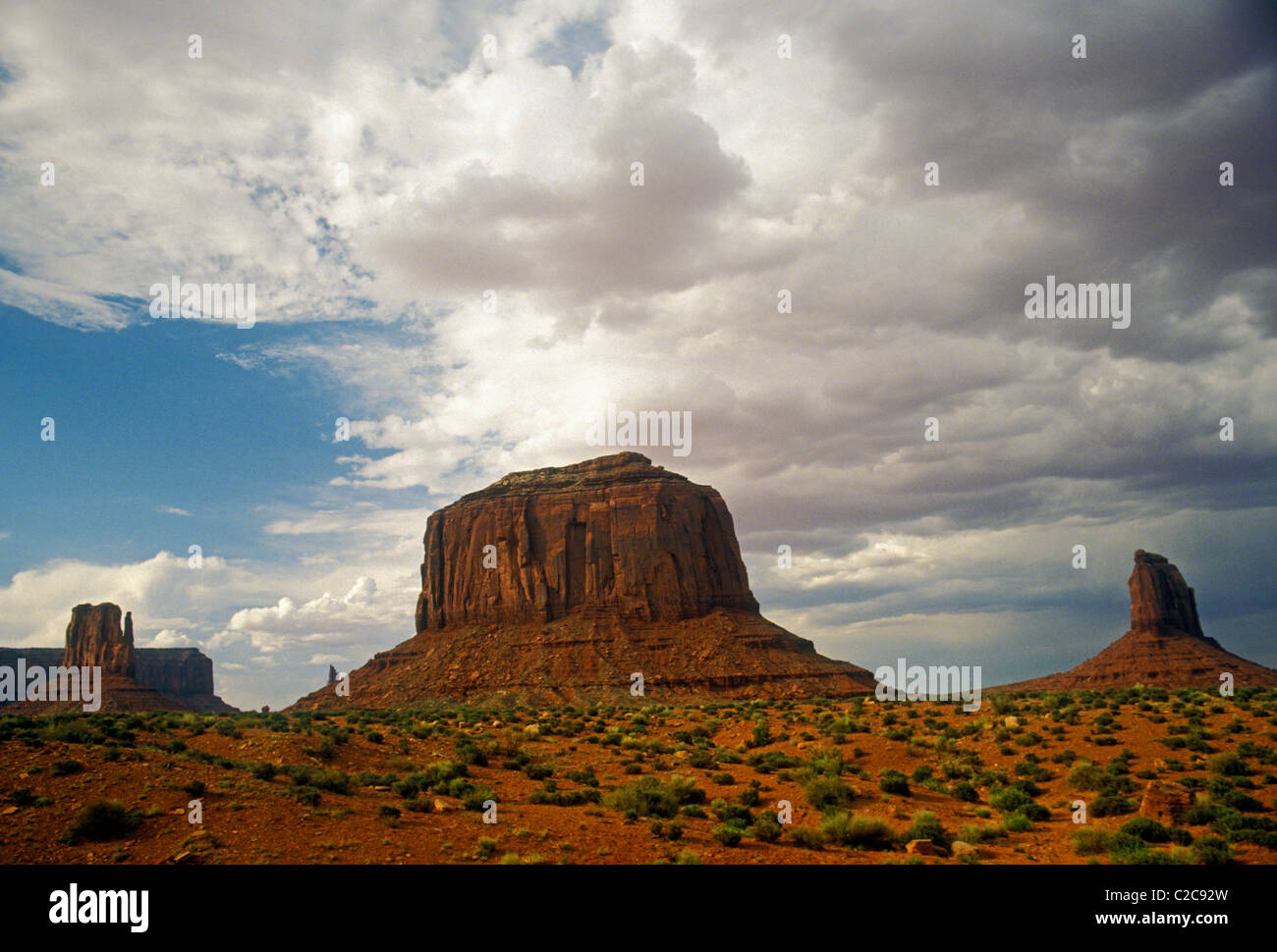 Merrick Butte, left, East Mitten Butte, right, Monument Valley Navajo ...