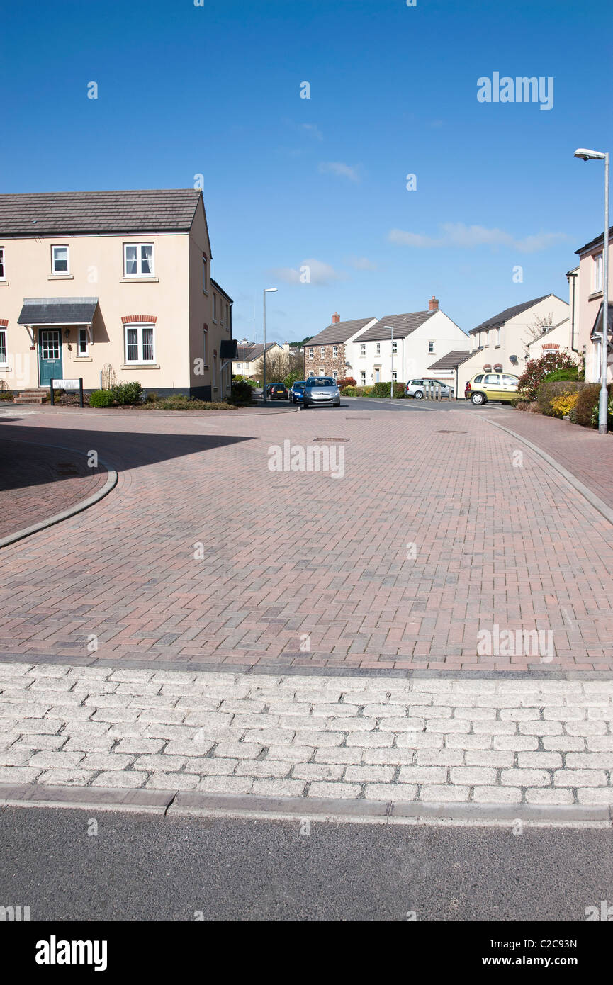Simple traffic calming measure installed on a residential street, a ...