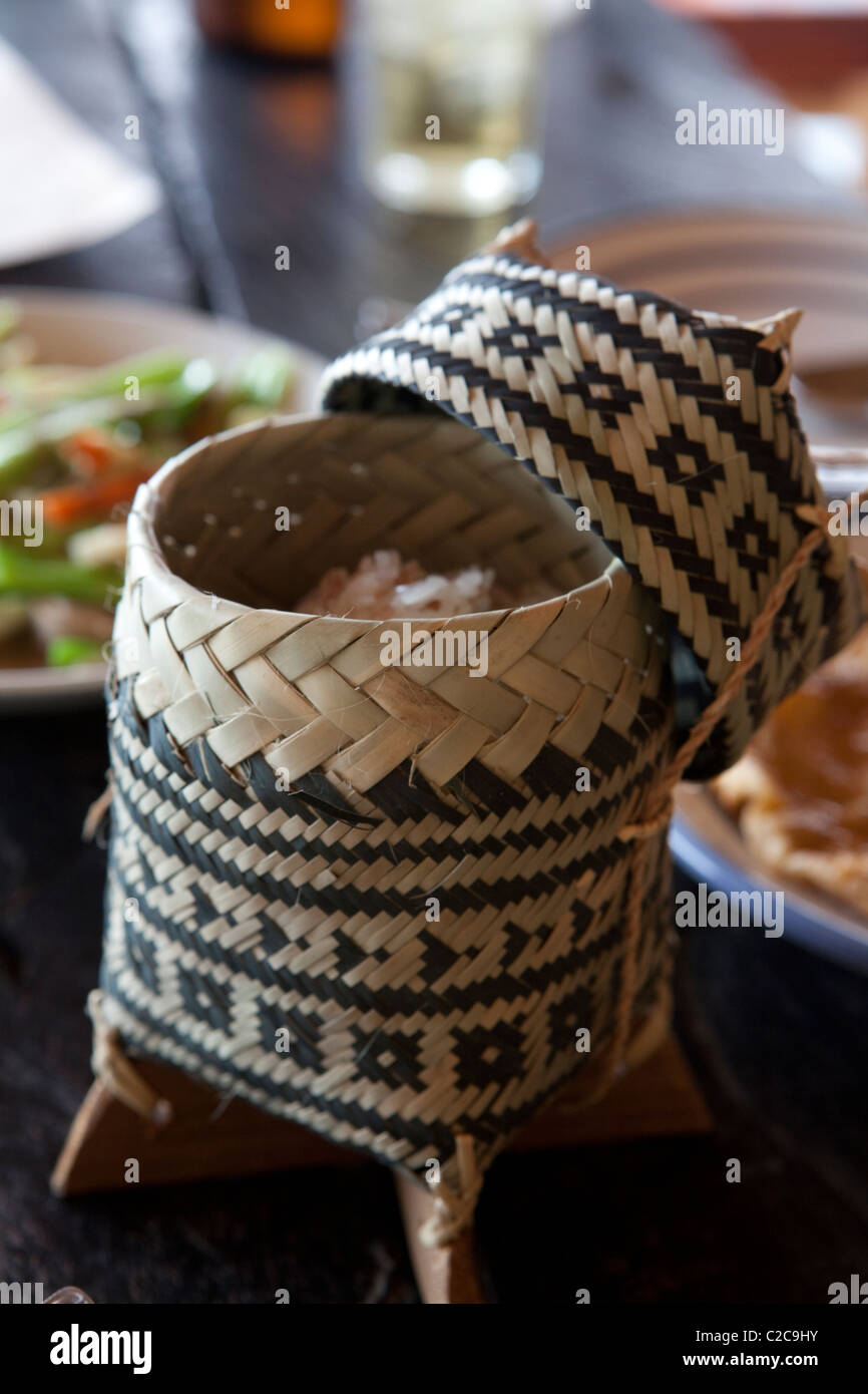 Tradition bamboo tree rice bowl Stock Photo - Alamy
