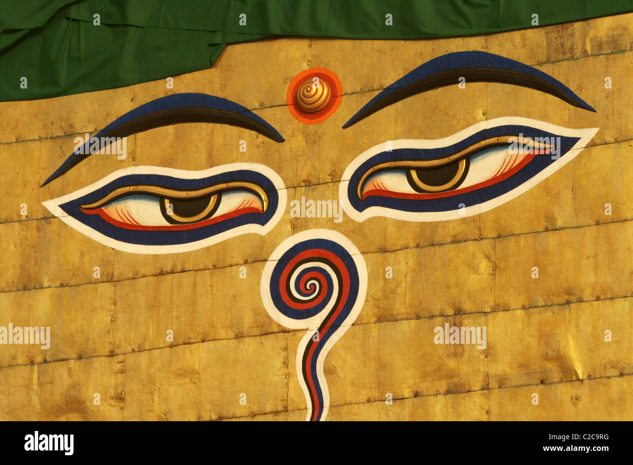 Buddha eyes in Swayambunath Buddhist temple, Kathmandu, Nepal Stock ...