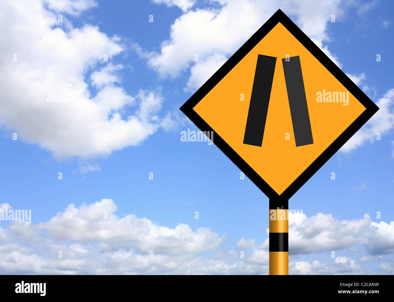 Said that road traffic sign in front of traffic, narrow channels Stock ...