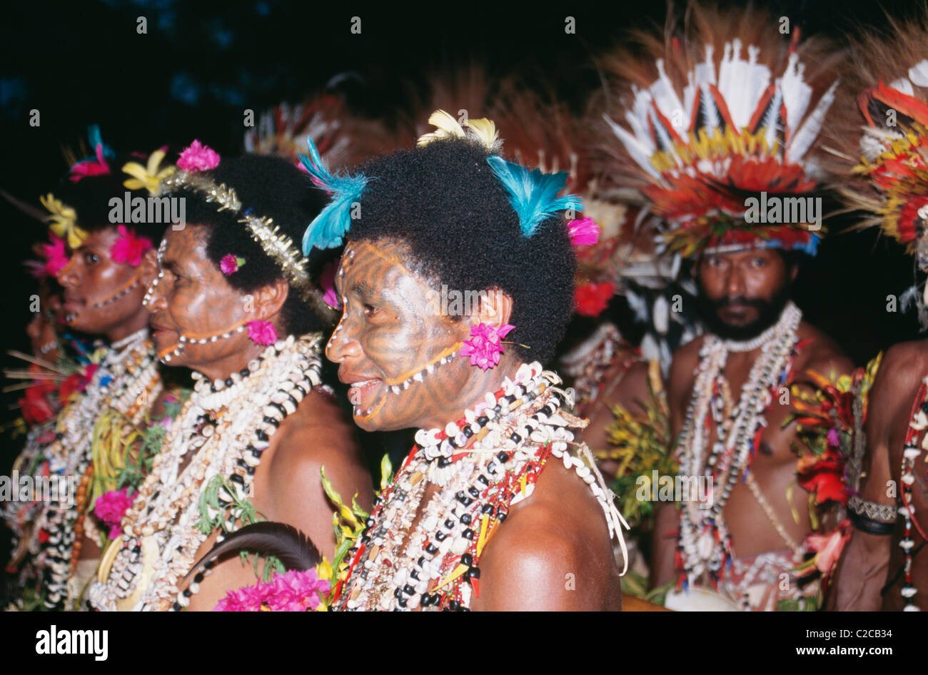Women with tattooed faces, Tufi, Cape Nelson, Oro Province, Papua New ...