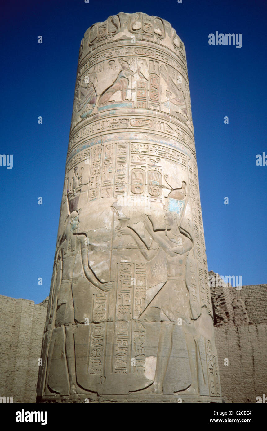 Colourful pillar, Kom Ombo, Nile Valley, Egypt Stock Photo - Alamy