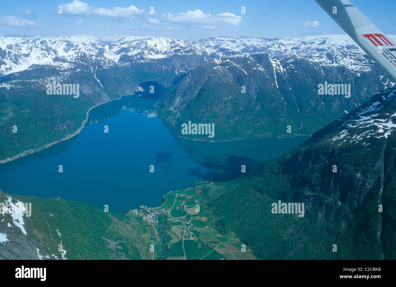 Flight over Folgefonna glacier area, Hardanger region, Vestland County ...