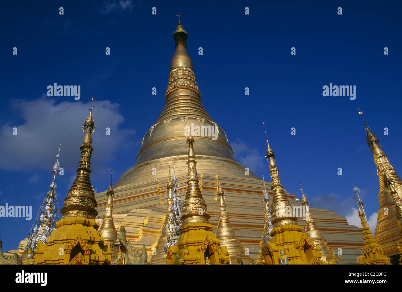 Gold stupa and spires, Shwedagon Pagoda, Yangon, Myanmar, Asia Stock ...