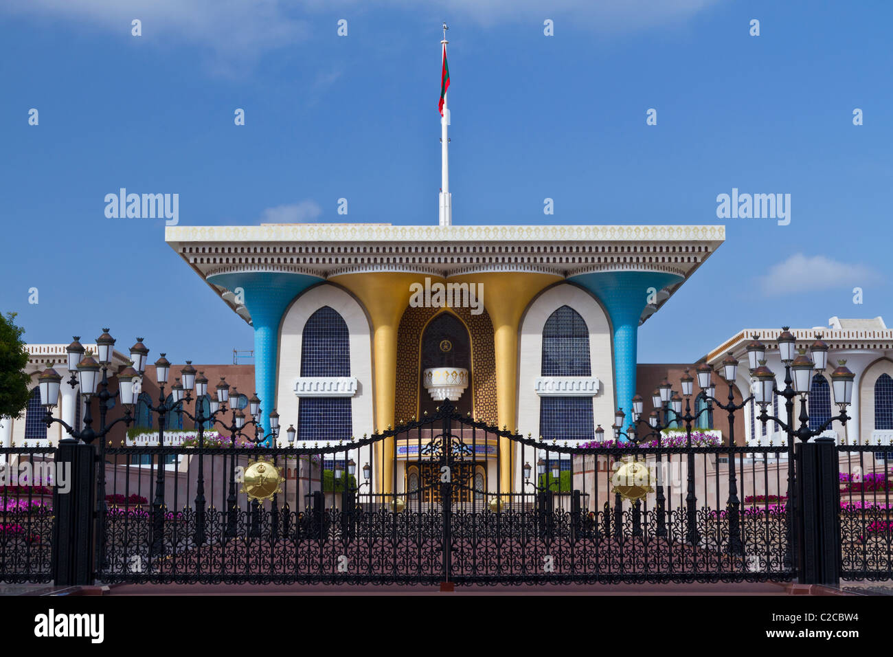 The Al Alam Royal Palace front entrance gate in Muscat, Oman Stock ...