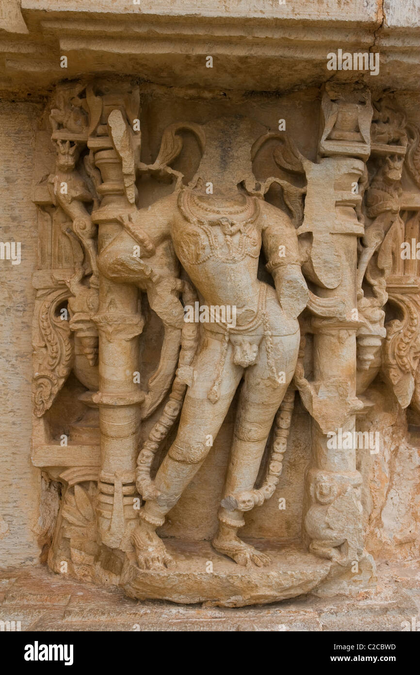 Headless statue at Chittorgarh,a 12th century fort in southern ...