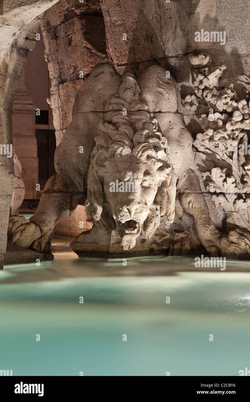 Gian Lorenzo Bernini - The Fountain of the Four Rivers, detail of a ...