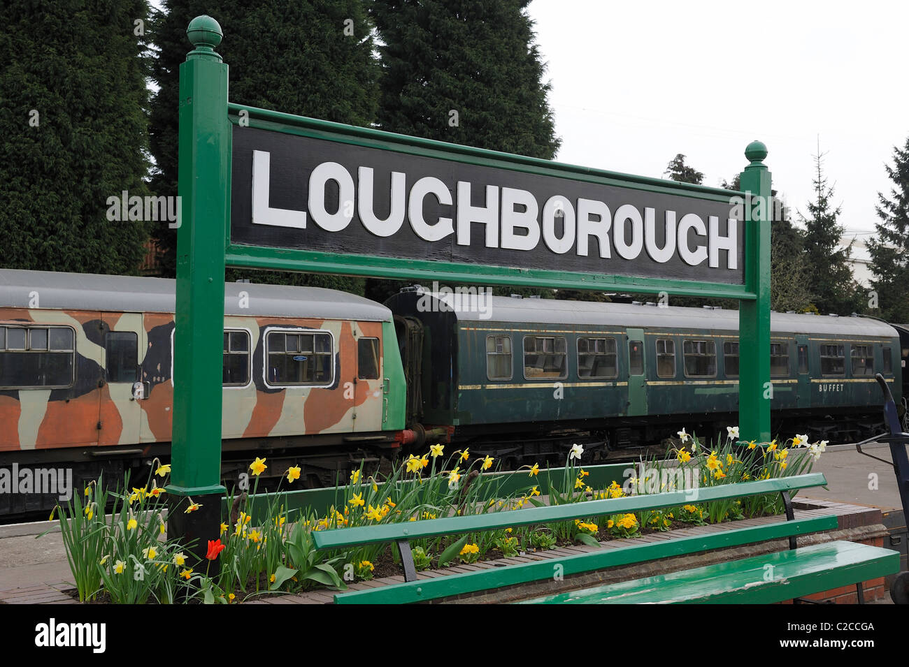 great central railway station sign loughborough uk Stock Photo - Alamy