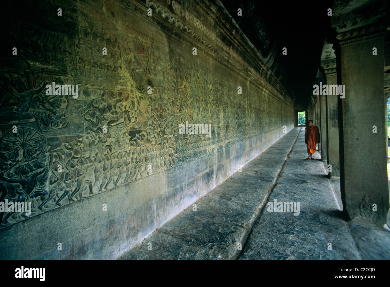 Gallery with carvings, Angkor Wat, Siem Riep, Cambodia, Asia Stock ...