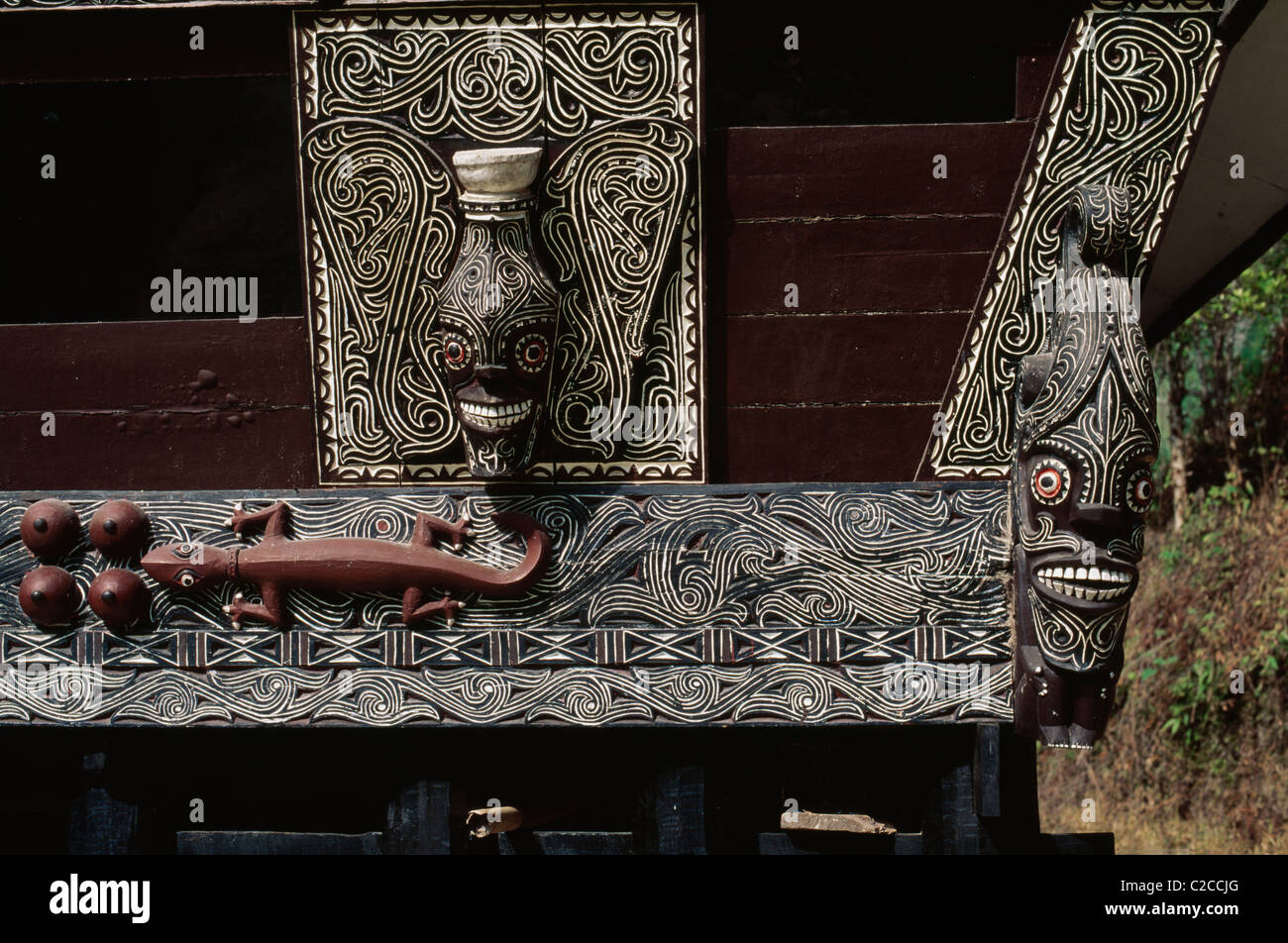 Decorated house, Tomok, Samosir Island, Lake Toba, Sumatra, Indonesia ...