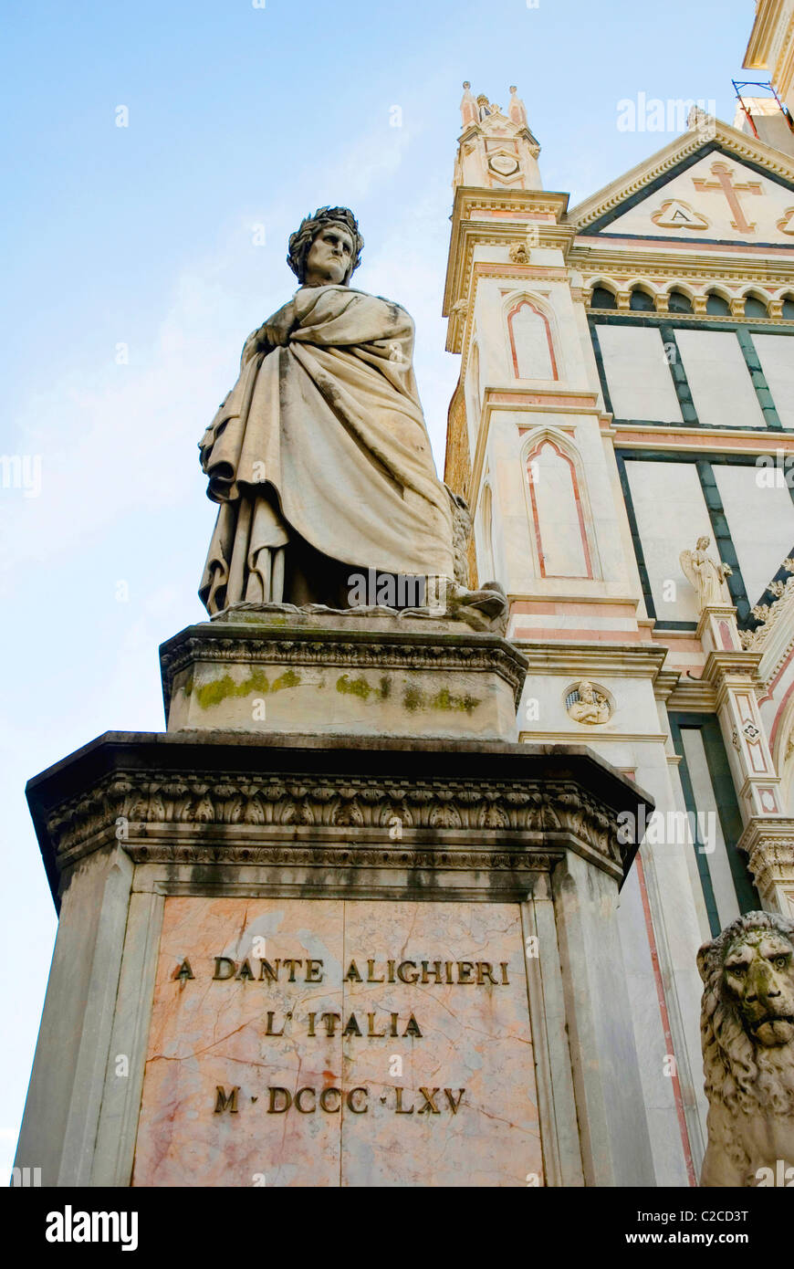 Santa Croce church and Dante Alighieri statue. Florence. Italy Stock ...