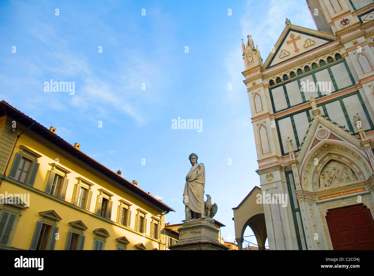 Santa Croce church and Dante Alighieri statue. Florence. Italy Stock ...