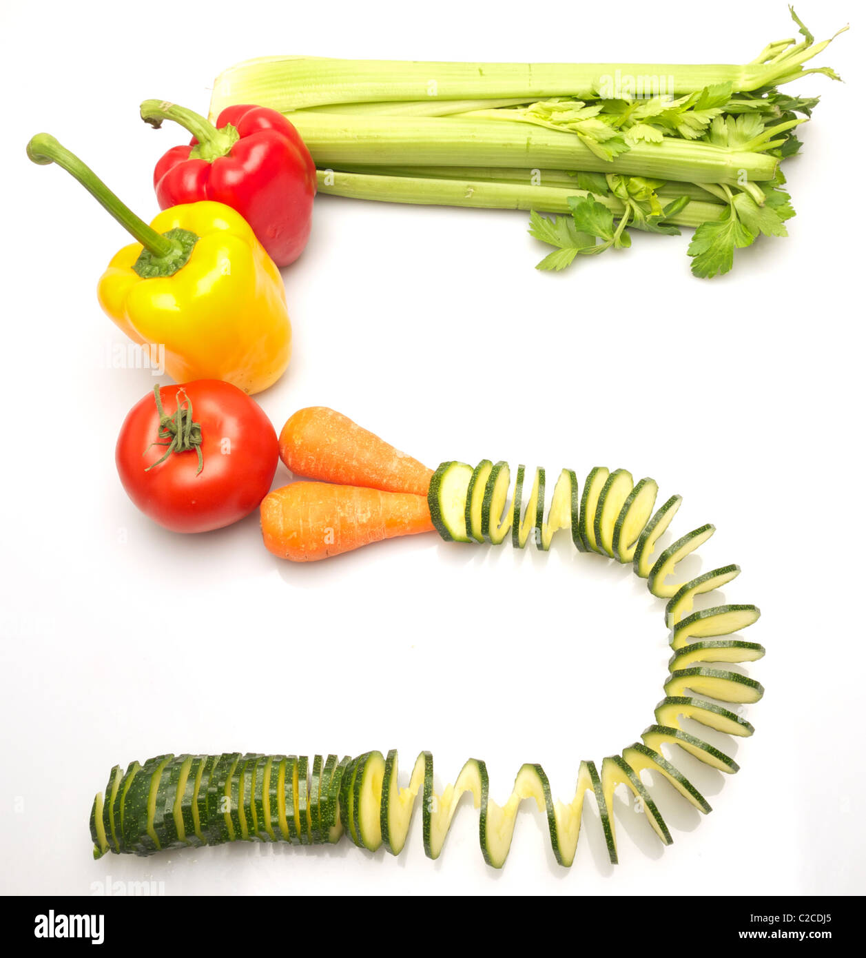 Mixed vegetables spelling out the words, 5 a day Stock Photo - Alamy