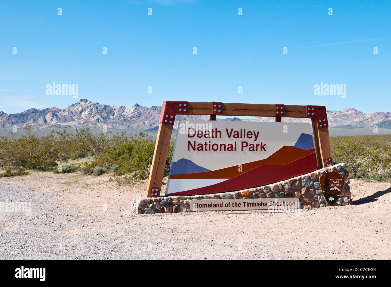 California. Entrance sign for Death Valley National Park Stock Photo ...
