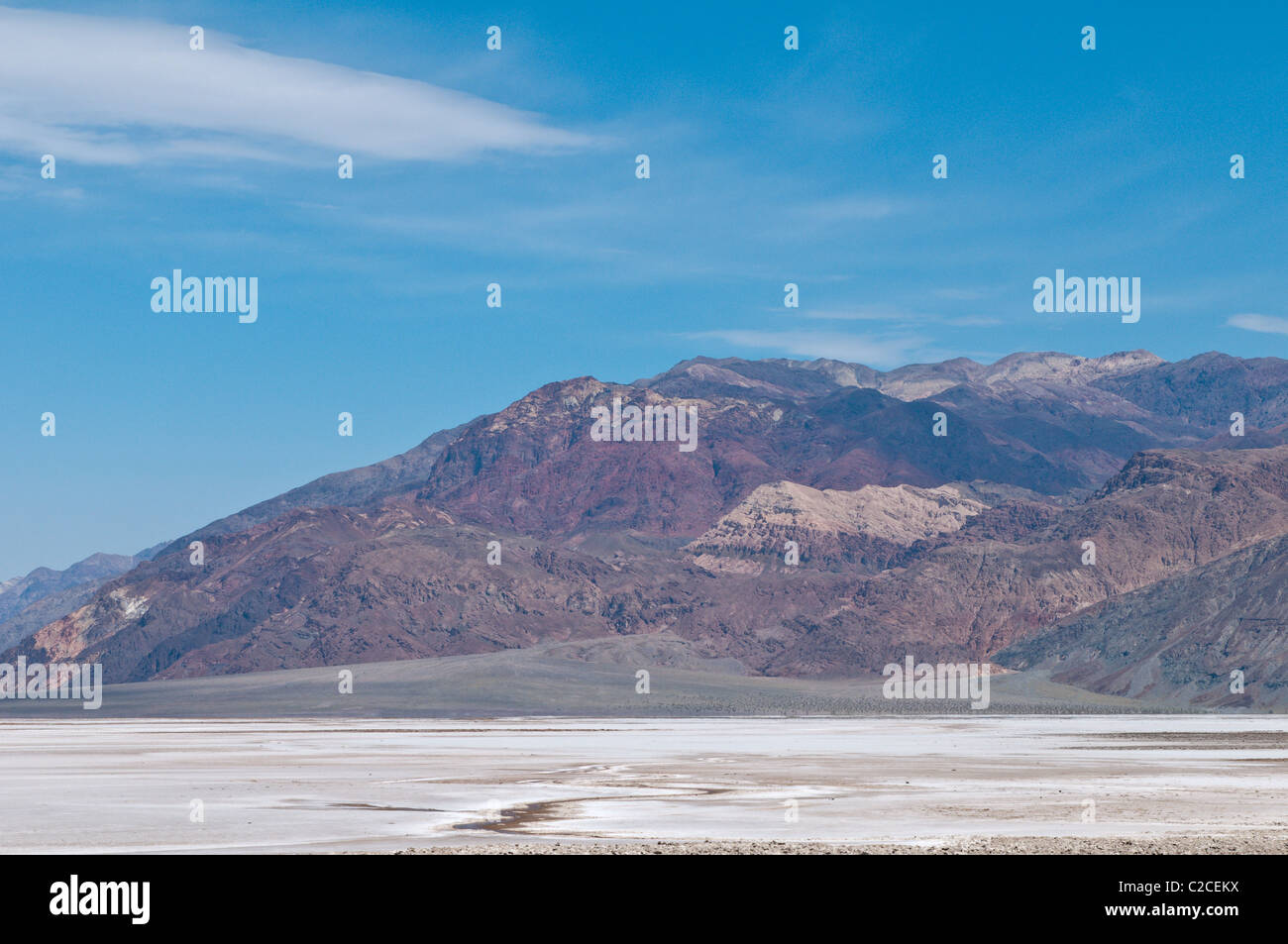 California. Salt flats and Panamint Range near Badwater Basin, Death ...