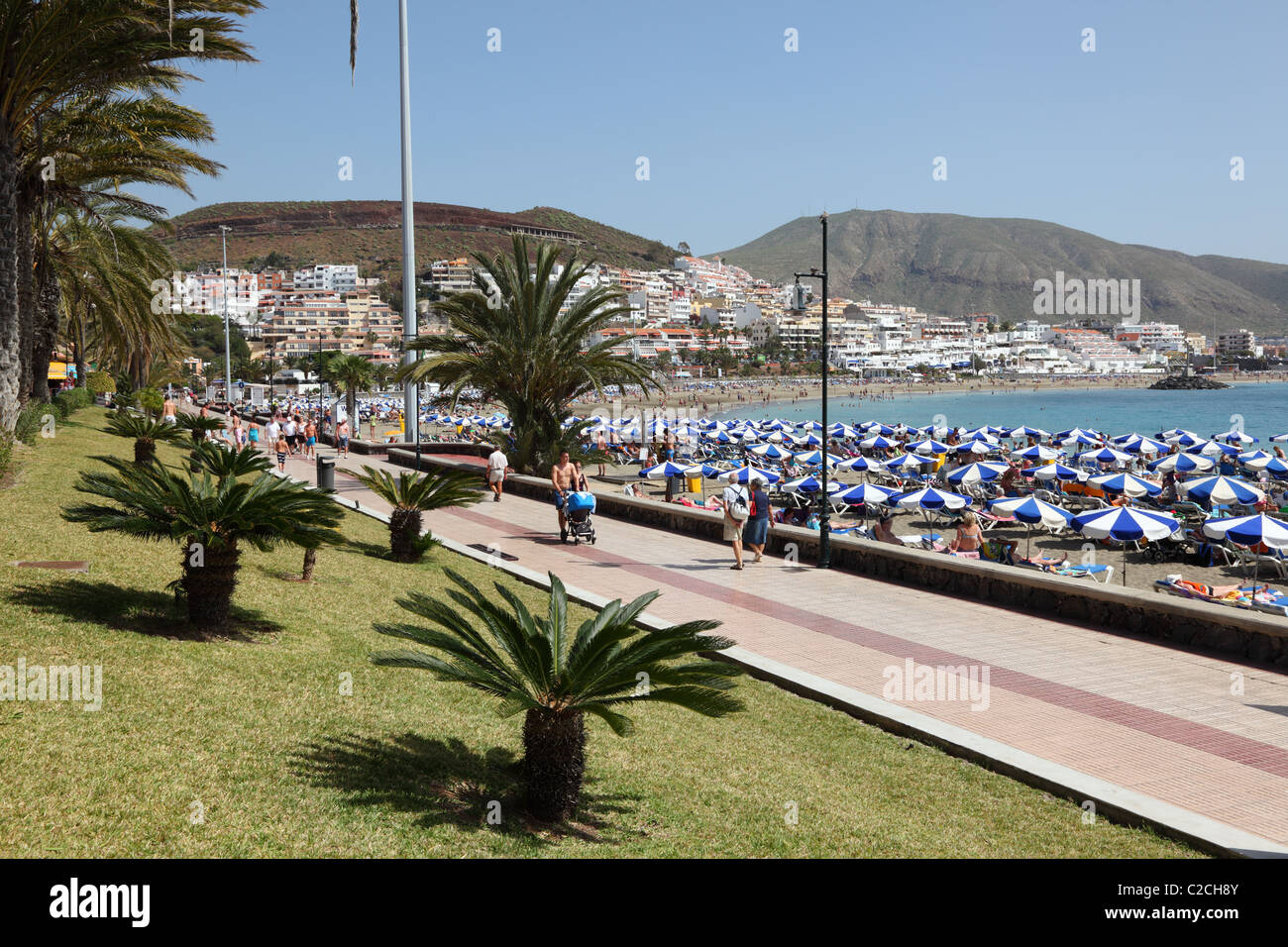 Promenade in Canary Islands Resort Los Cristianos, Tenerife Spain Stock ...