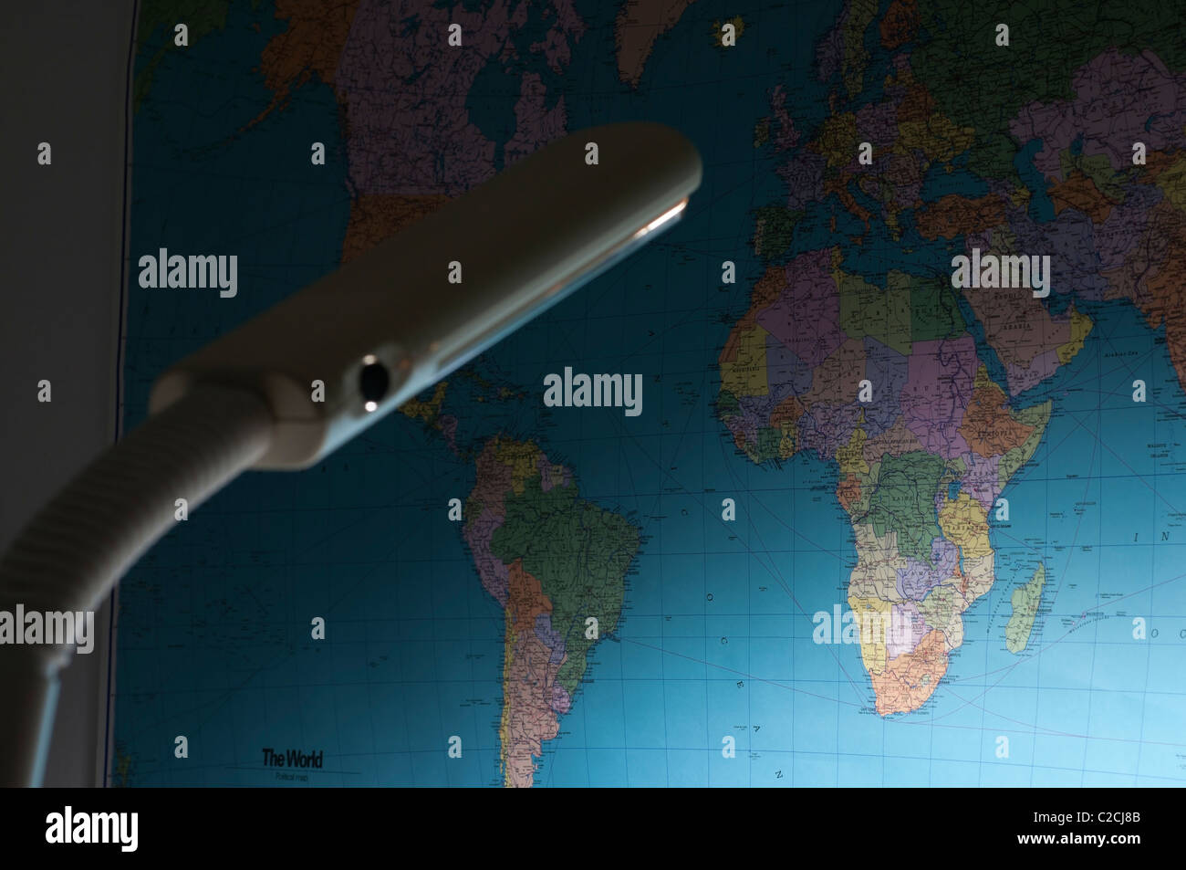 world map and table lamp Stock Photo - Alamy