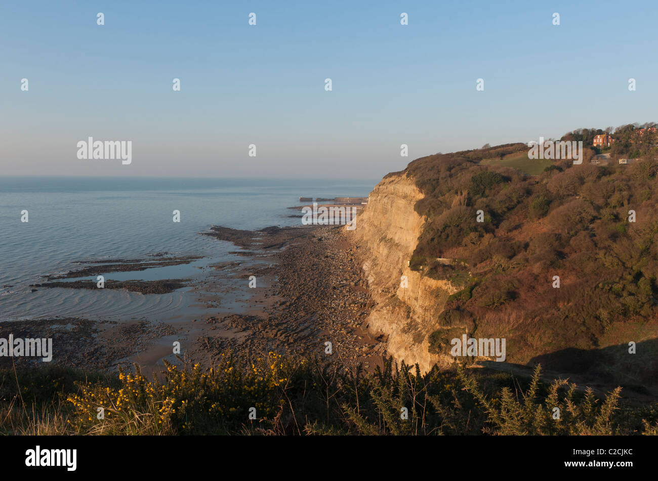 Hastings Country Park sandstone cliffs and coastline. East Sussex ...