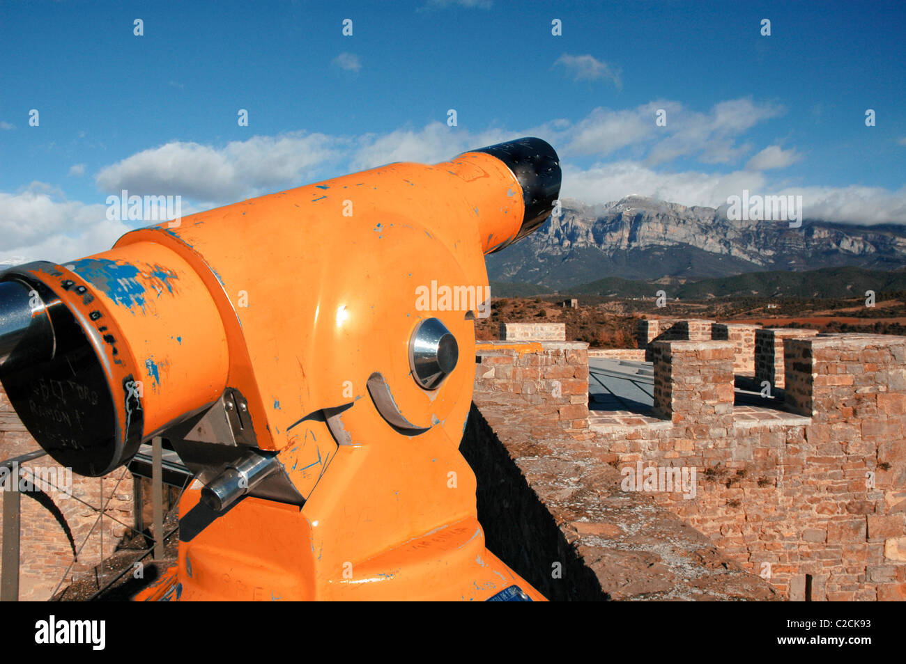 telescope on top of the Rock Stock Photo - Alamy