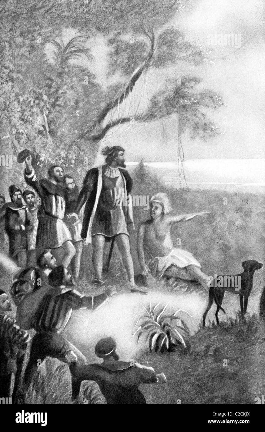 This 1901 illustration depicts when Balboa first sights the huge ...