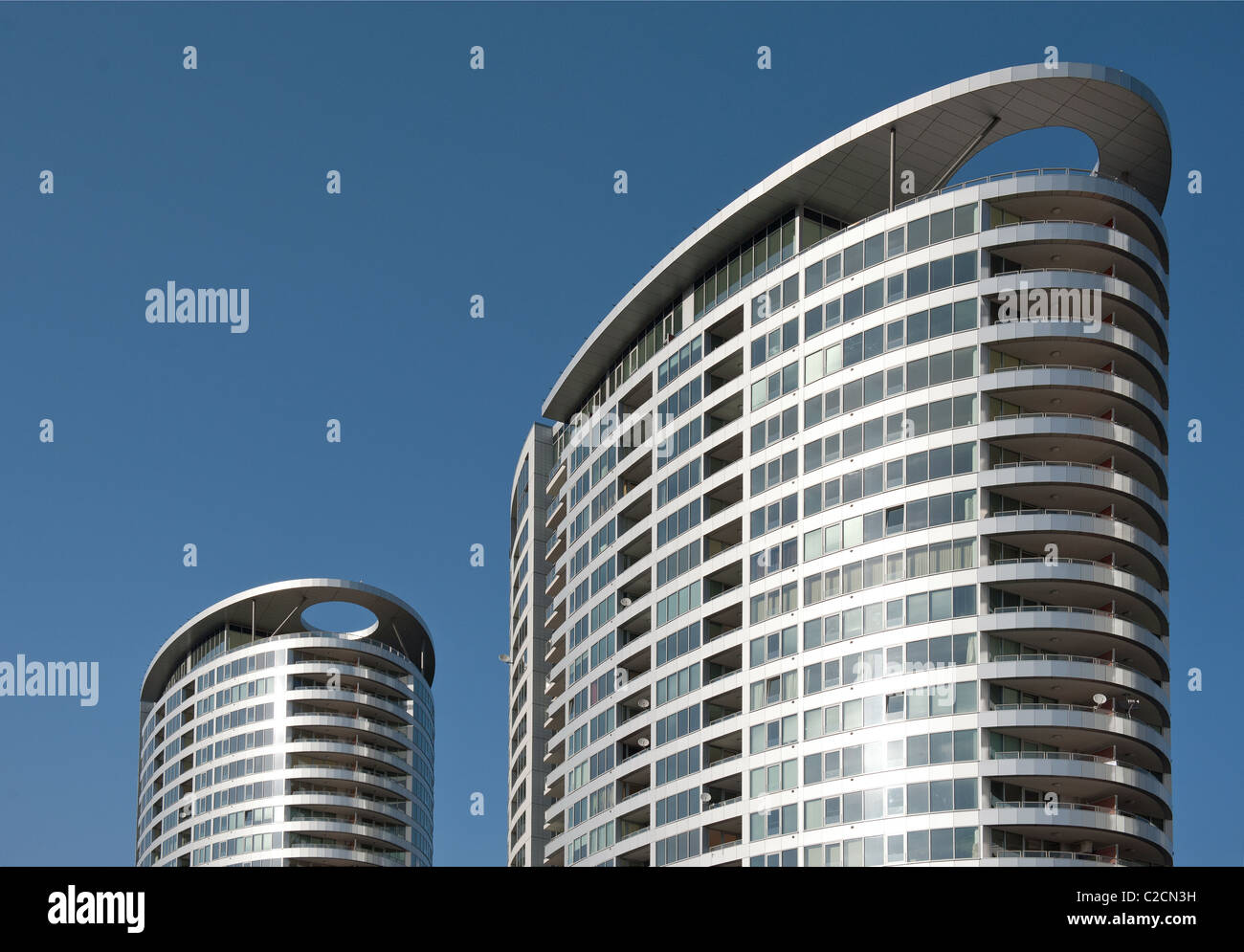 Two modern buildings from Three Towers complex in Bratislava, Slovakia ...