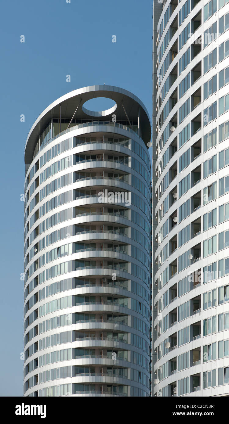 Two modern buildings from Three Towers complex in Bratislava, Slovakia ...