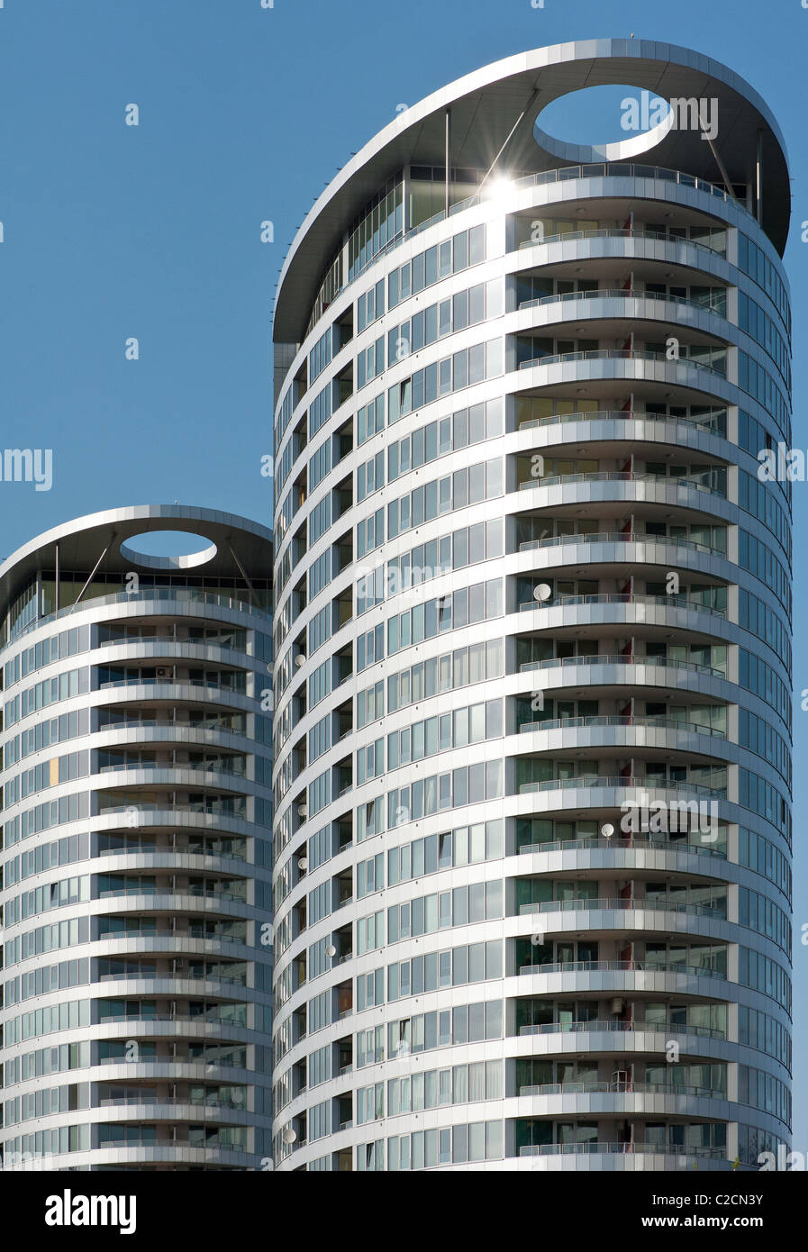 Two modern buildings from Three Towers complex in Bratislava, Slovakia ...