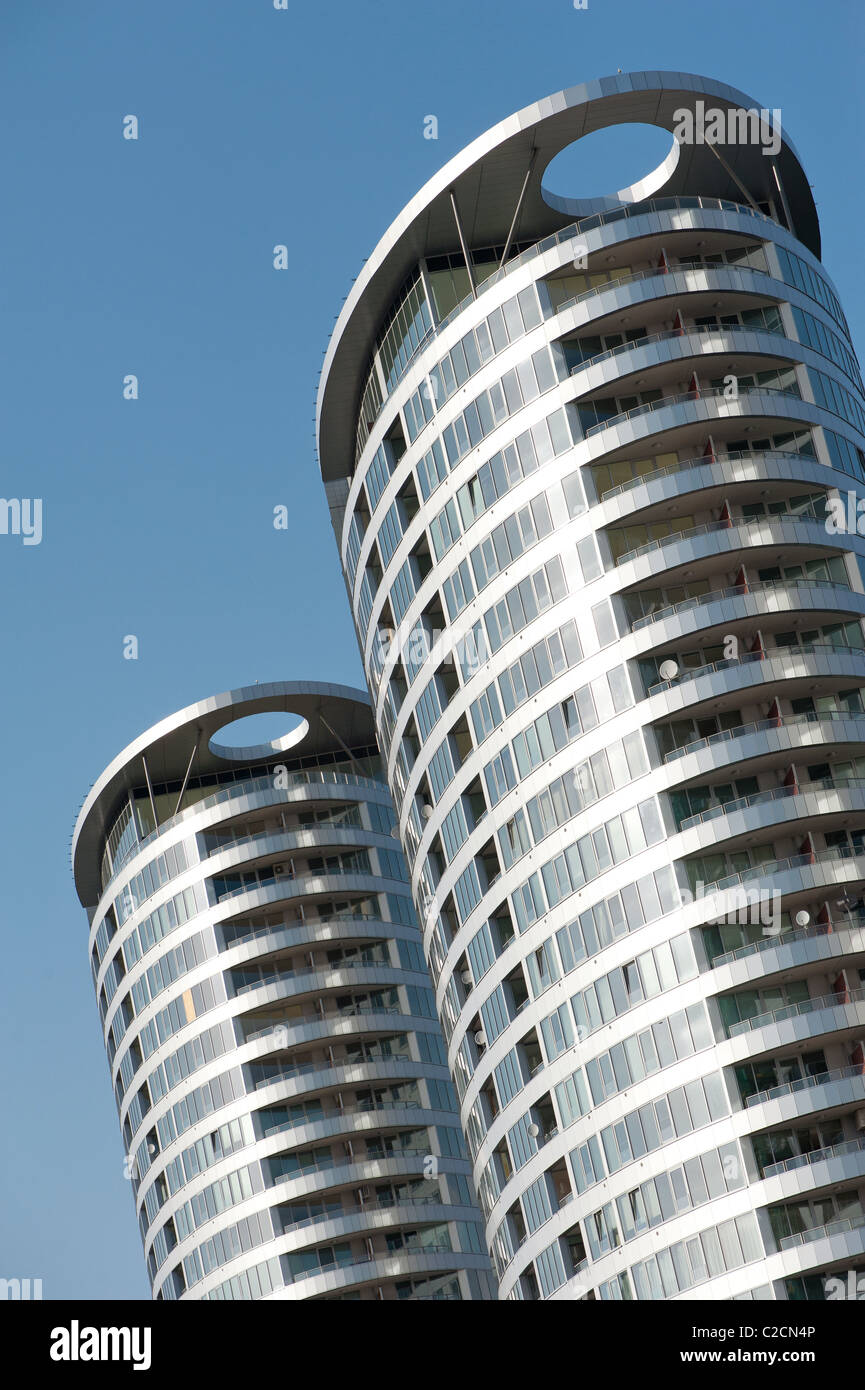 Two modern buildings from Three Towers complex in Bratislava, Slovakia ...