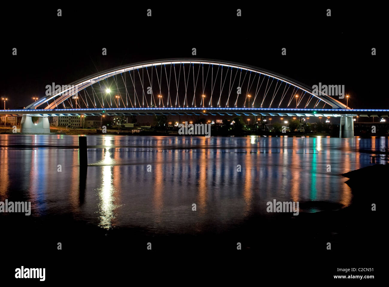 Apollo bridge at night, Bratislava, Slovakia Stock Photo - Alamy