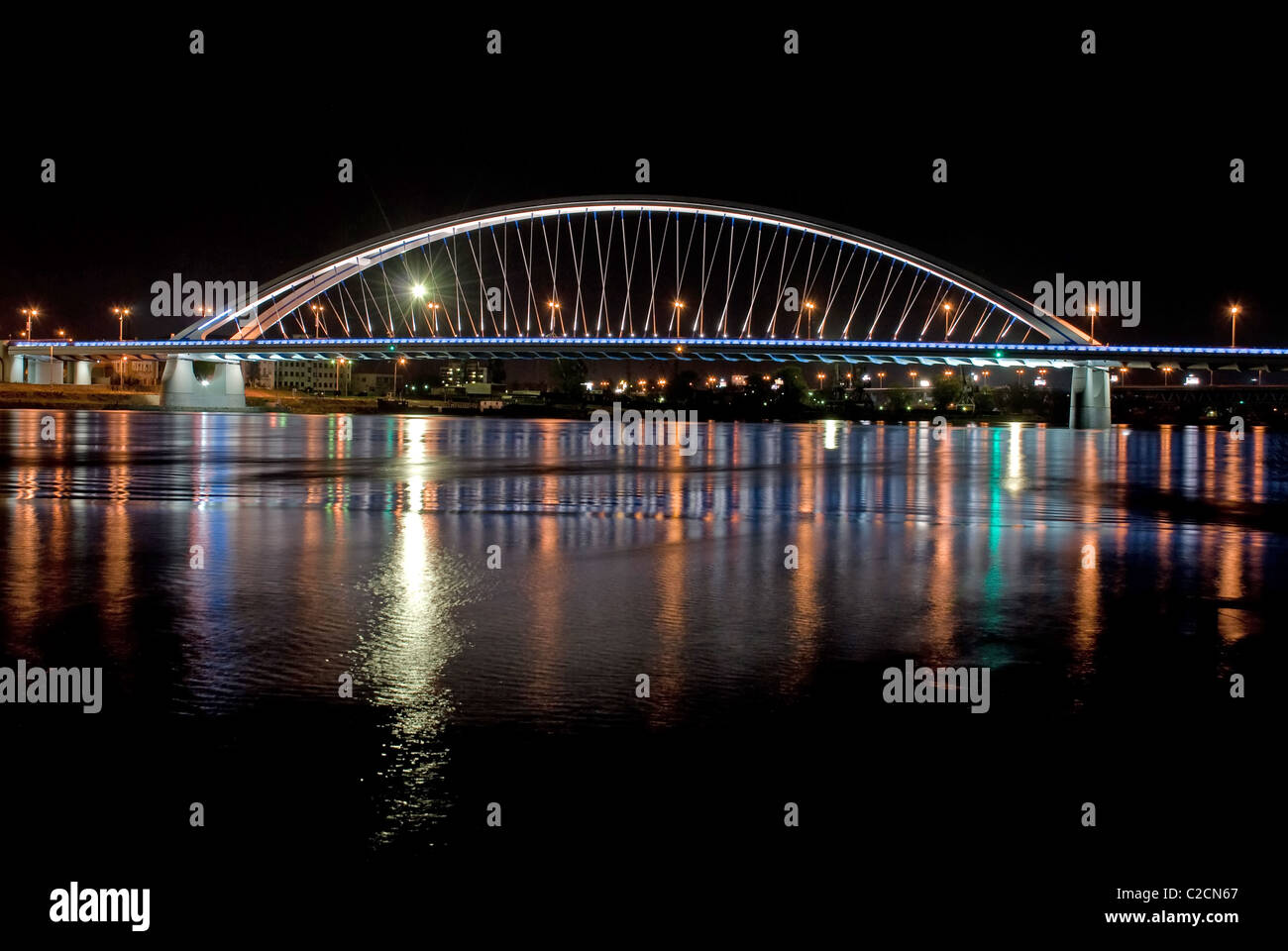Apollo bridge at night, Bratislava, Slovakia Stock Photo - Alamy
