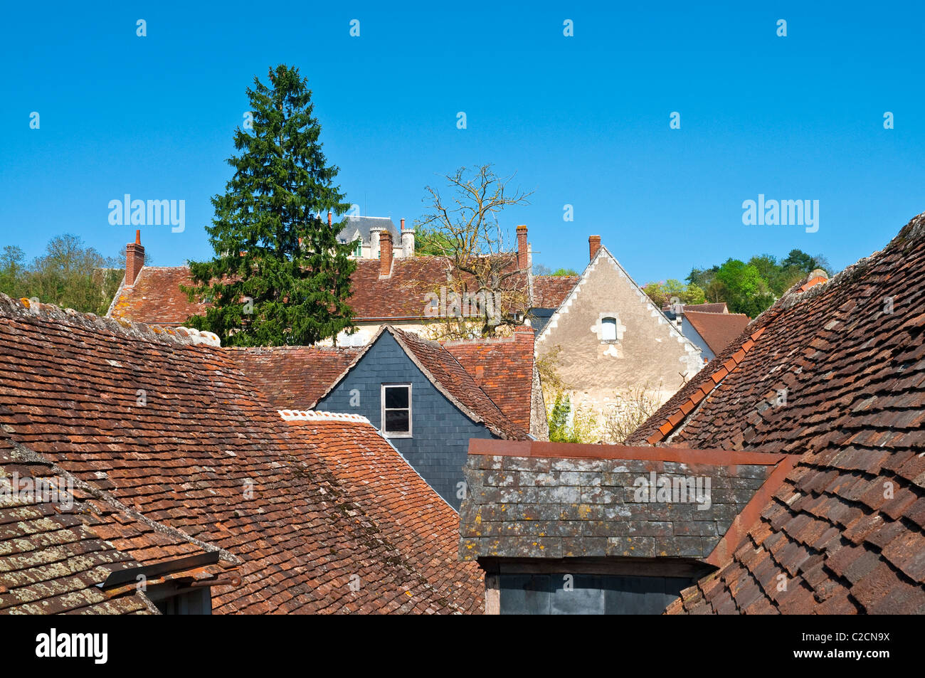 Rooftop view of old houses - France Stock Photo - Alamy