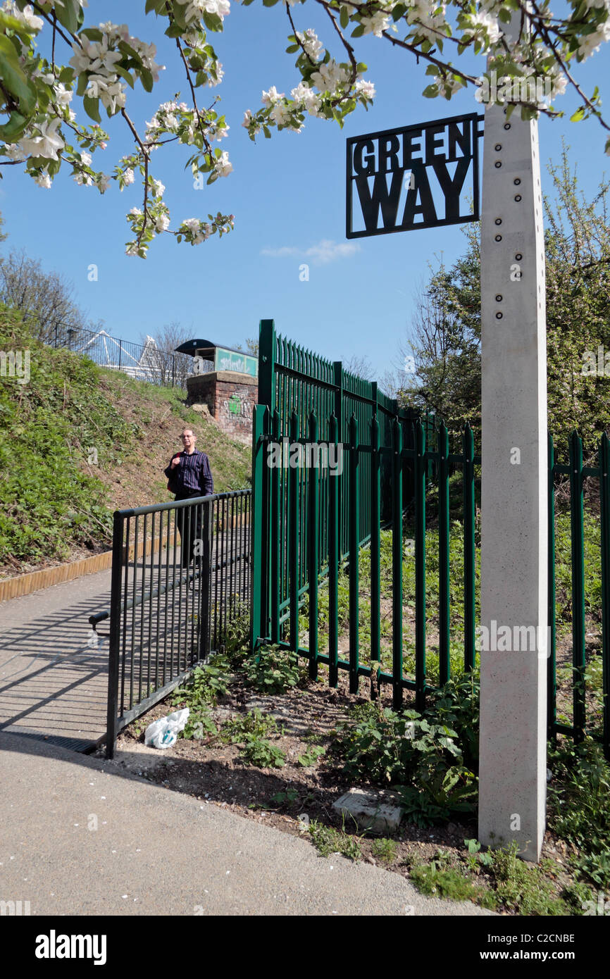 Path leading to The Greenway (in Apr 2011) with the London 2012 Olympic ...