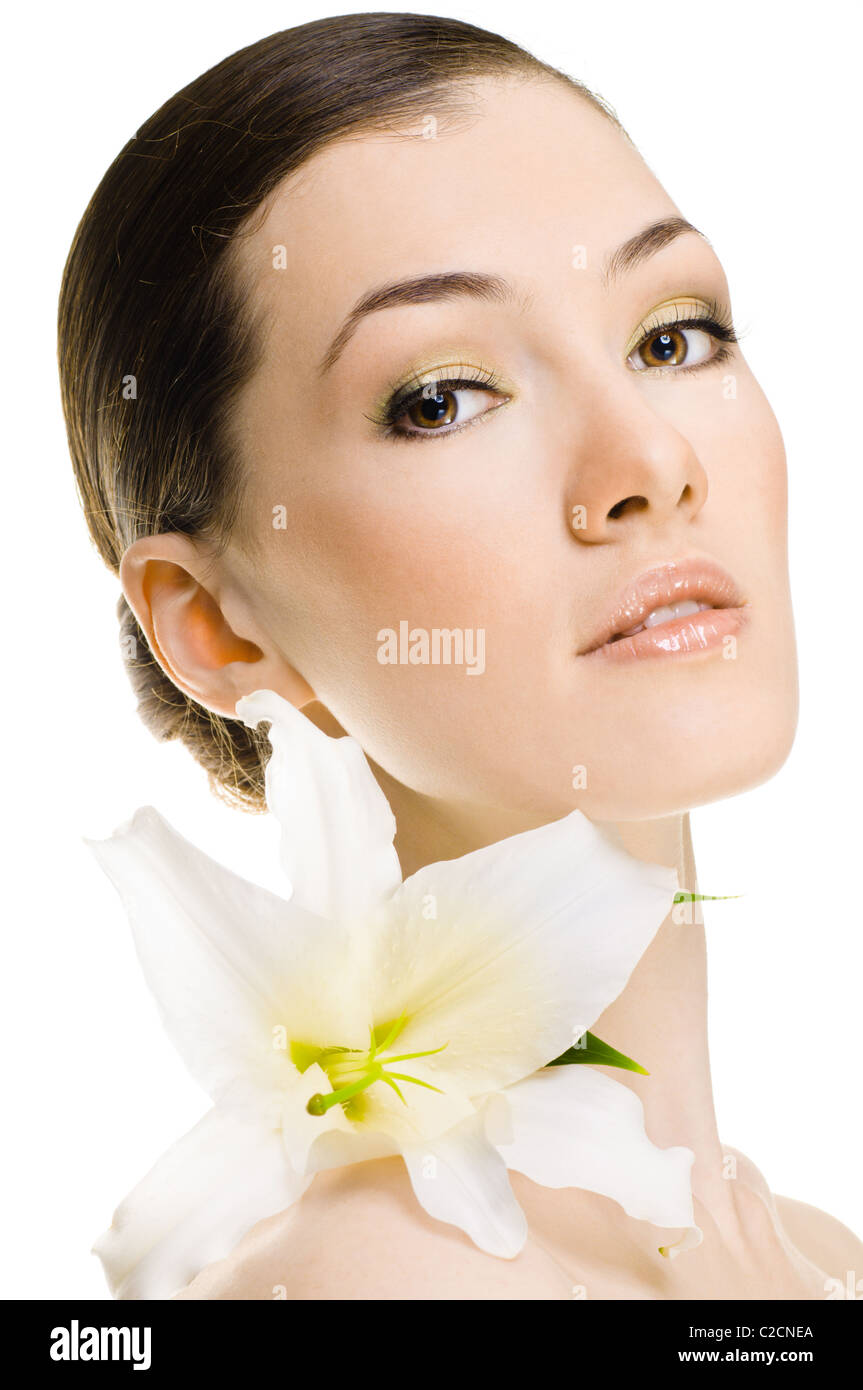 beauty flower girl on the white background Stock Photo - Alamy