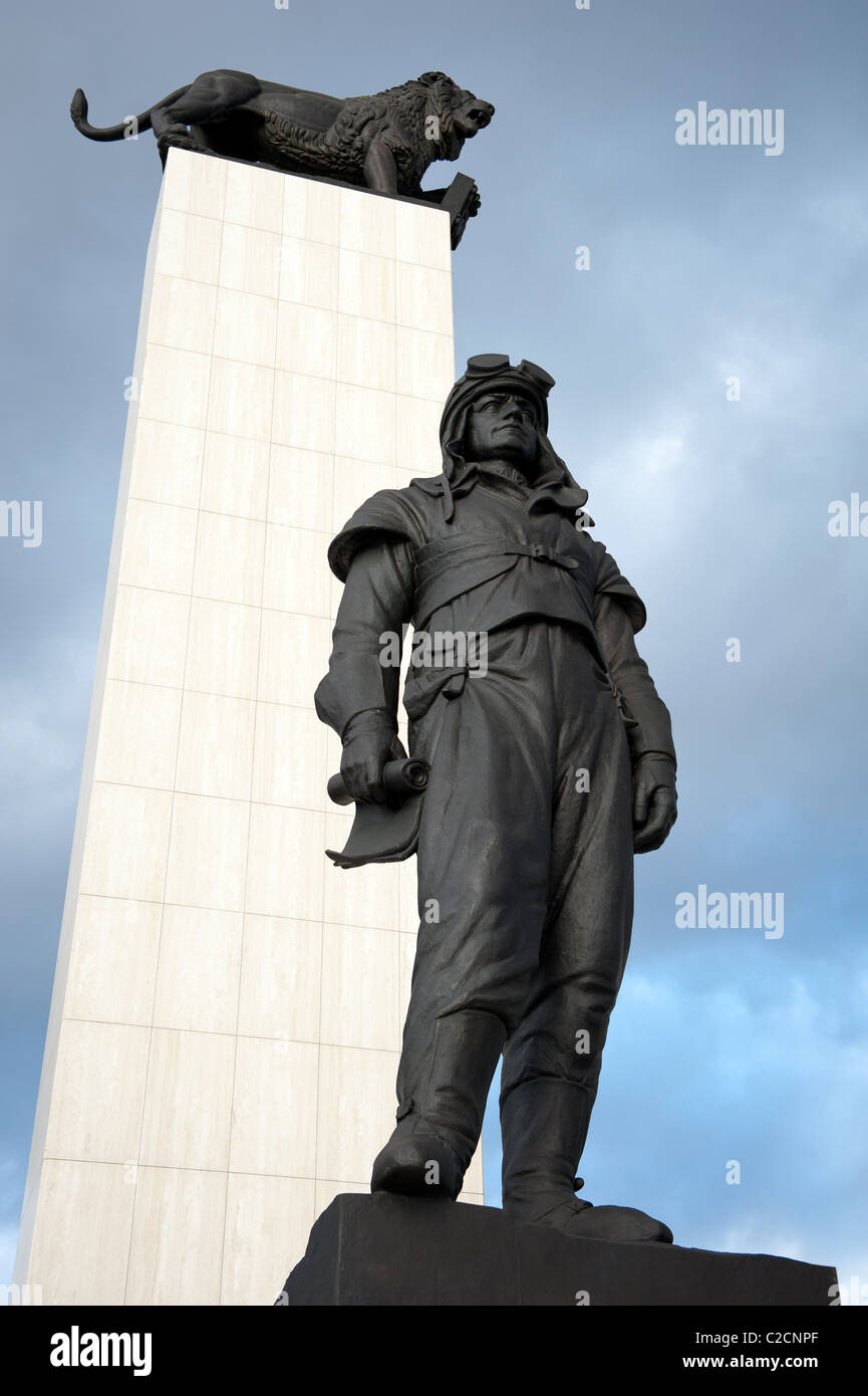 statue of general M.R.Stefanik and lion in Bratislava, Slovakia Stock ...