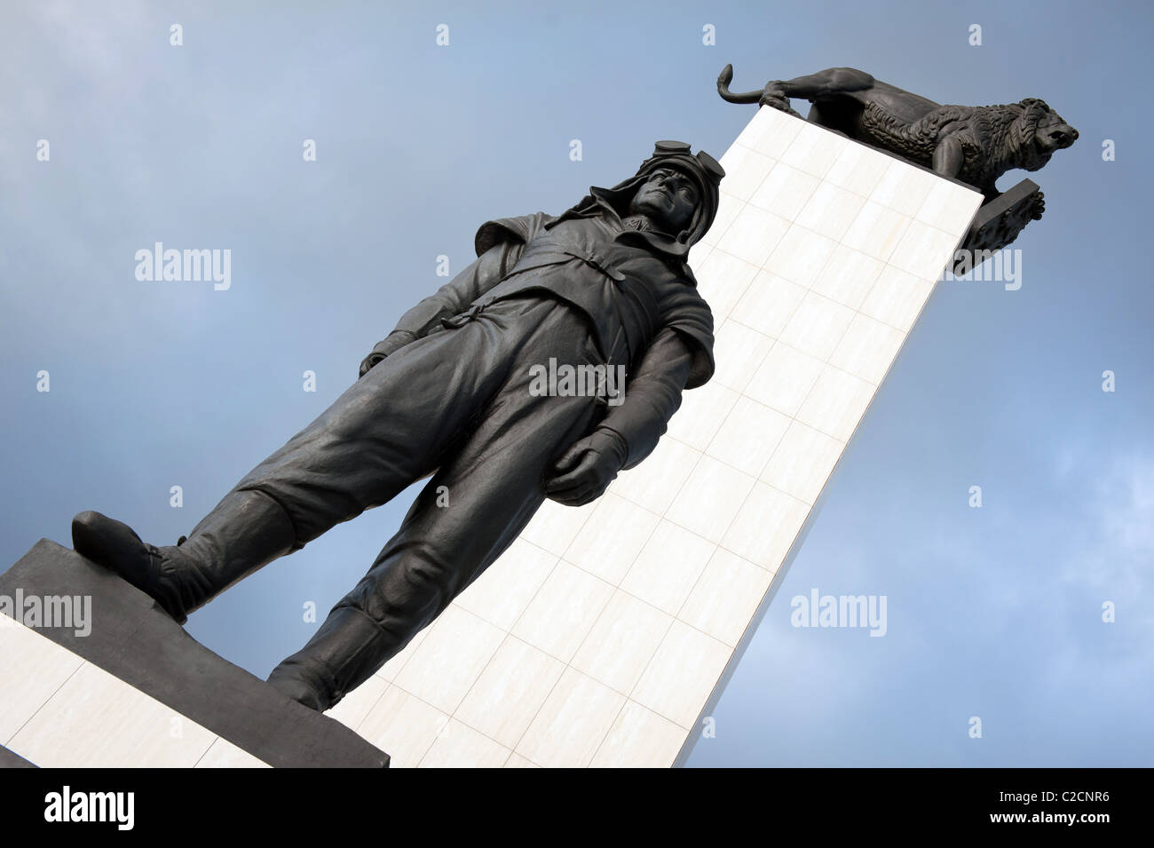 statue of general M.R.Stefanik and lion in Bratislava, Slovakia Stock ...