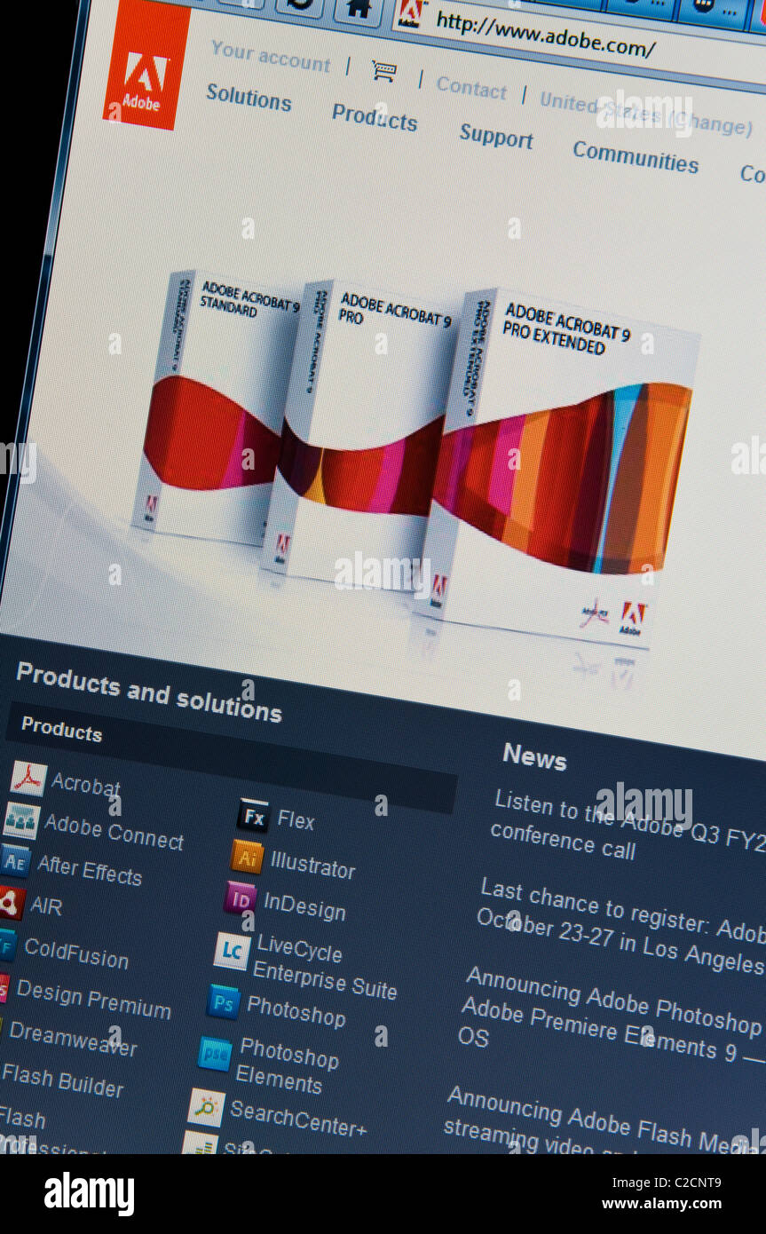 Adobe website screenshot Stock Photo - Alamy