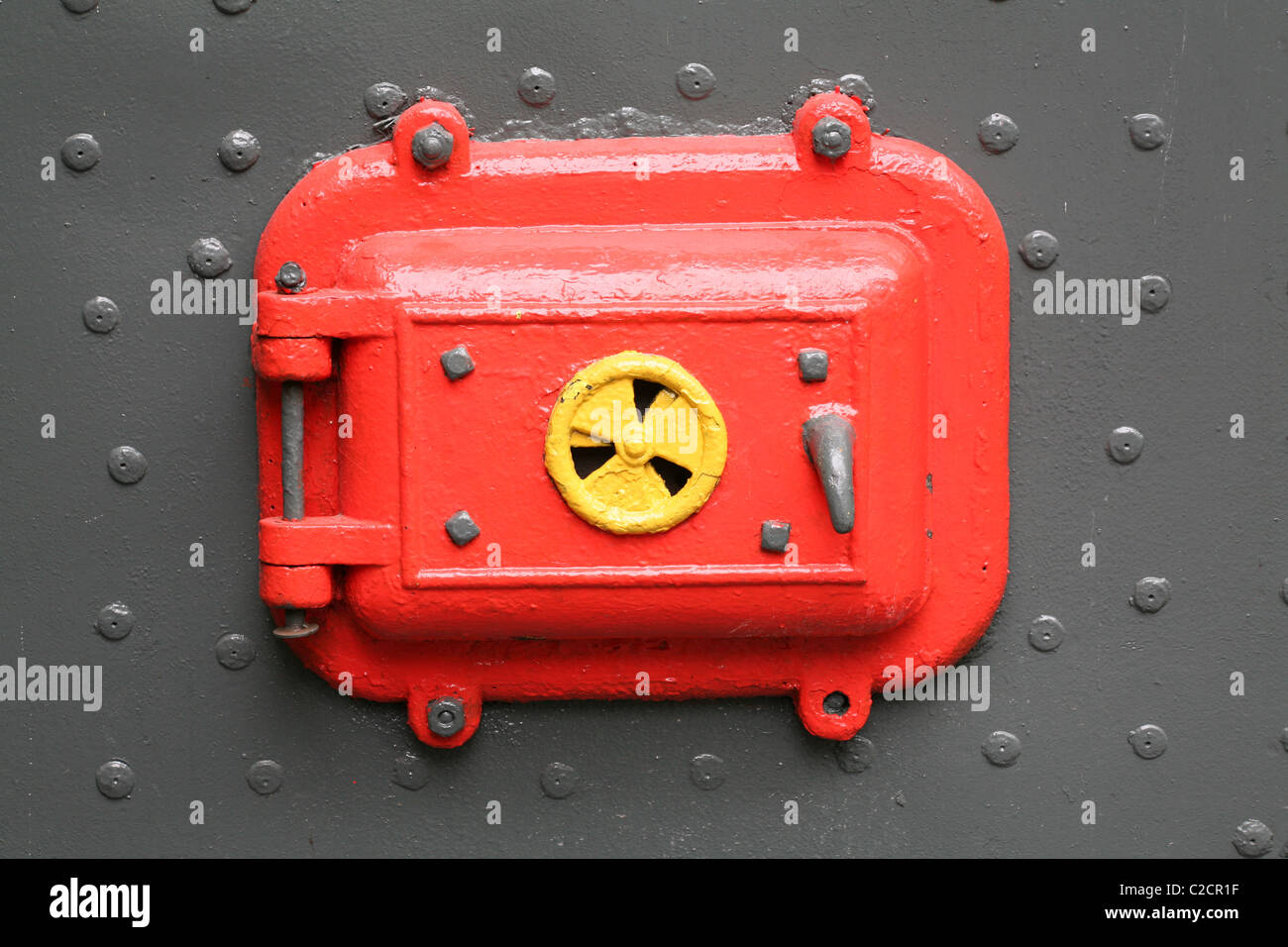 red boiler door close up Stock Photo - Alamy