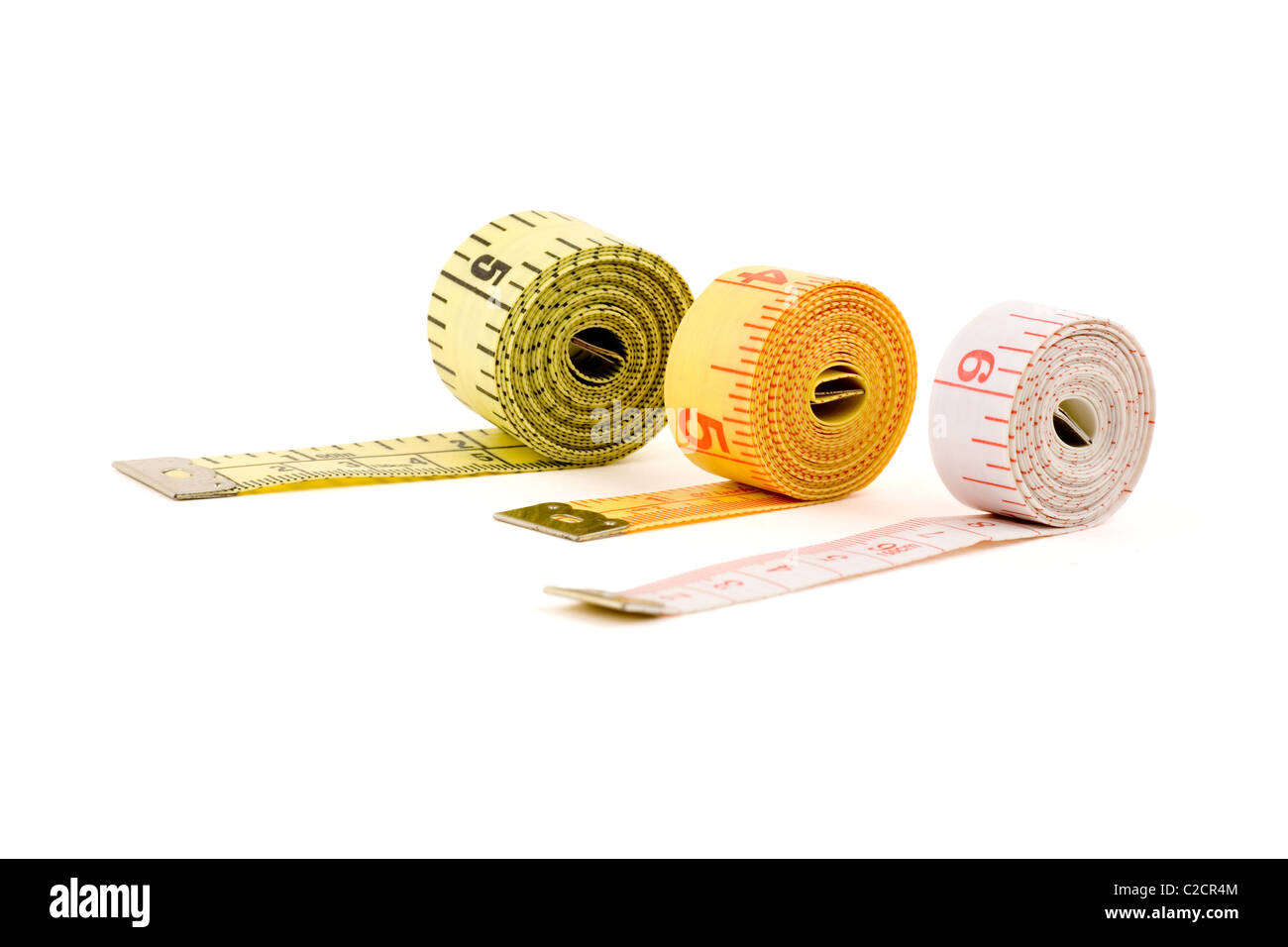 Tape Measures with white background Stock Photo - Alamy