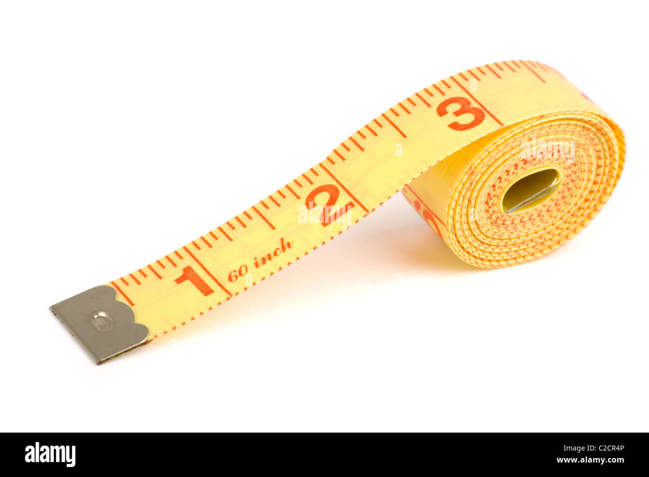 Yellow Tape Measure white background Stock Photo - Alamy
