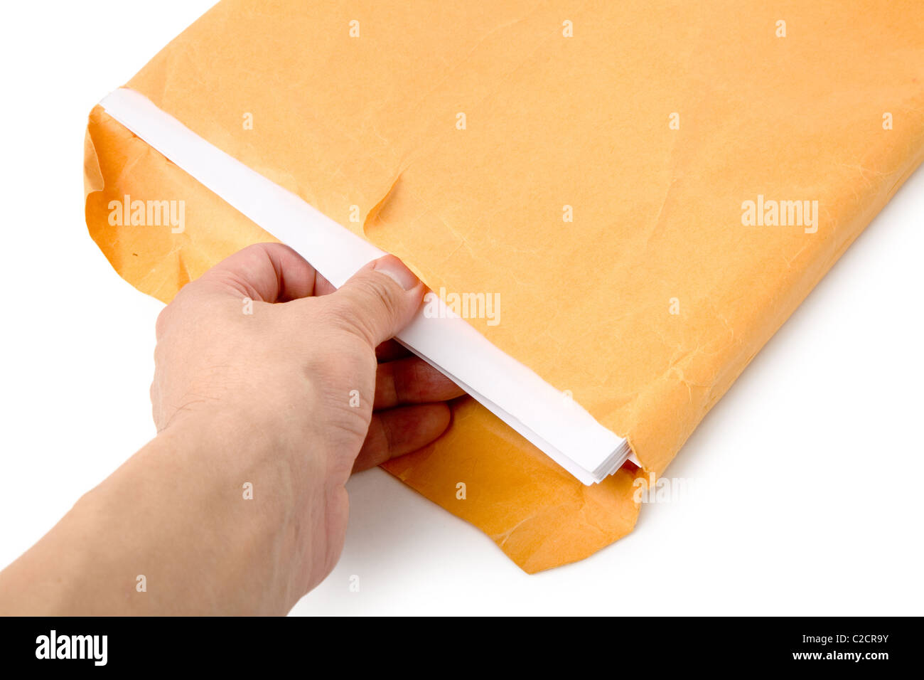 big envelope big envelope and document with white background Stock ...