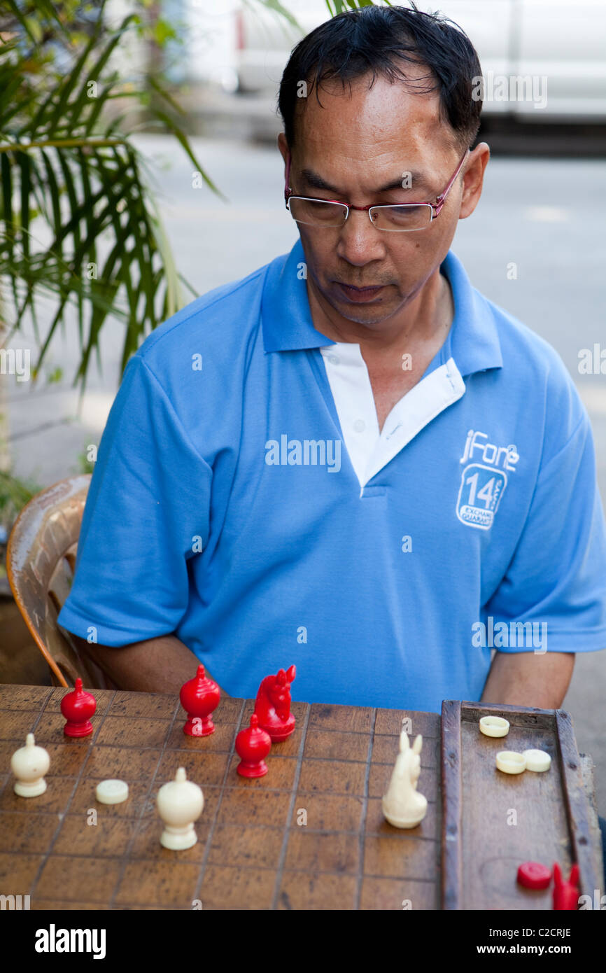 Thai Chess "Makruk", Play beside small street in the village, Lampang ...