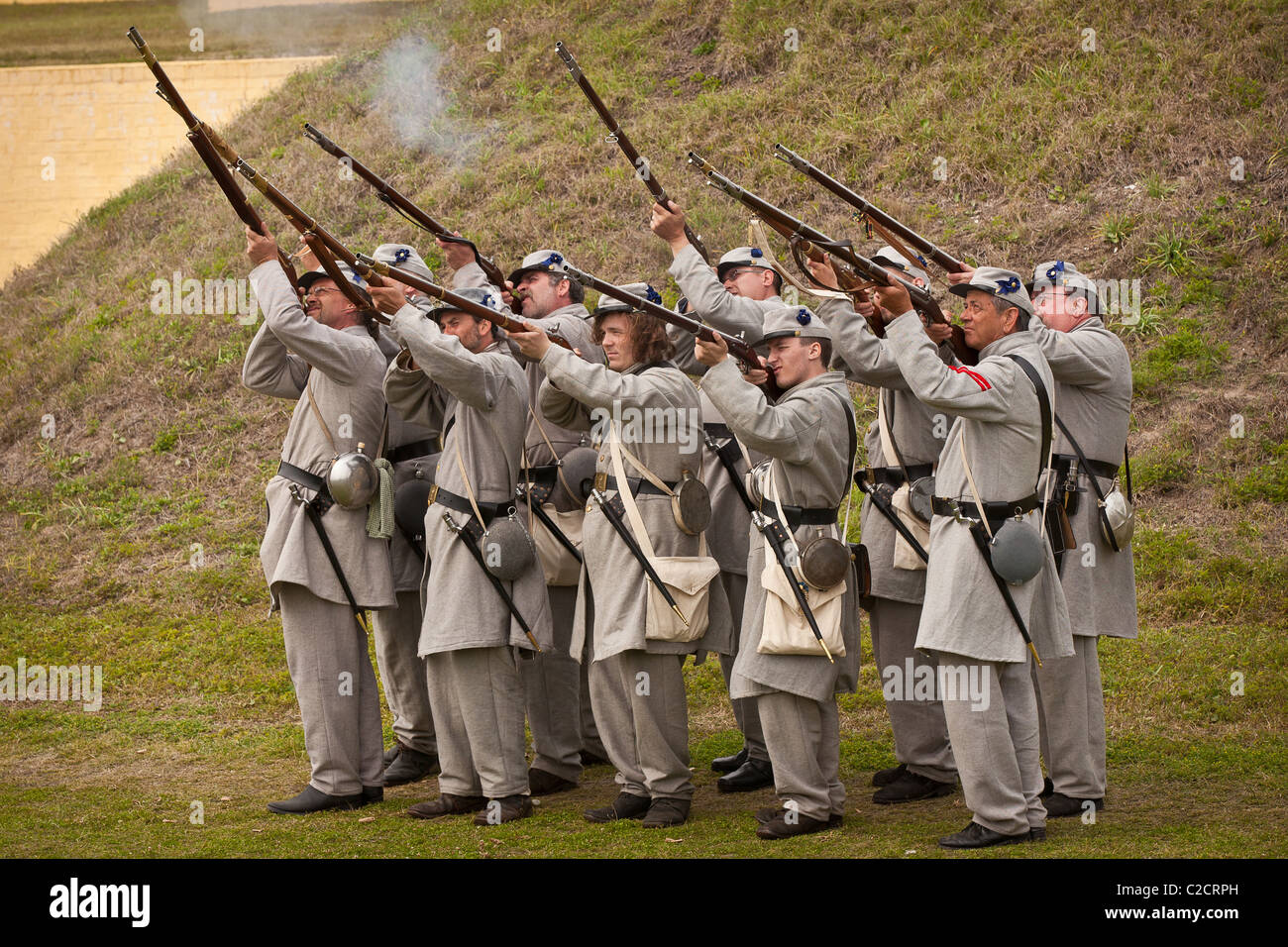 Confederate re-enactors drill and fire inside Fort Moultrie Charleston ...